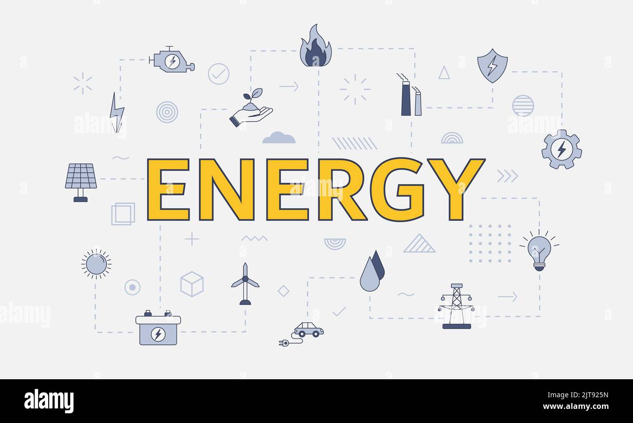 energy concept with icon set with big word or text on center vector ...