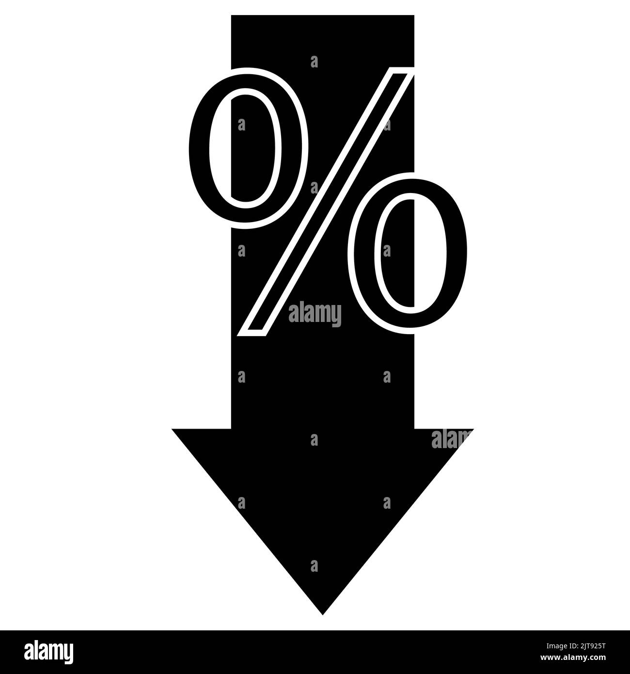 percent icon down on white background. Interest rate reduction sign ...
