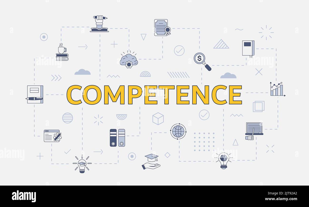 competence concept with icon set with big word or text on center vector ...