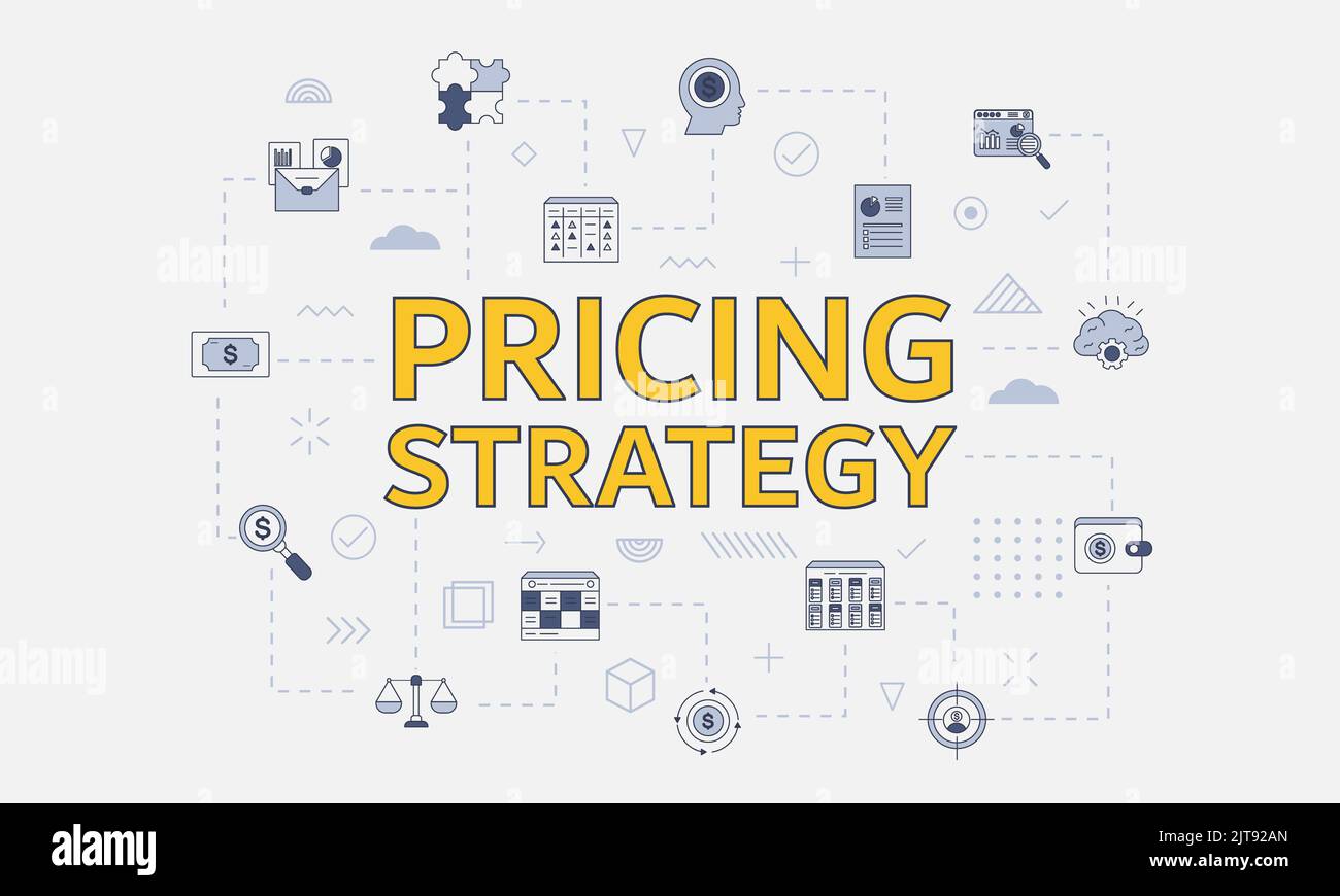 pricing strategy concept with icon set with big word or text on center ...