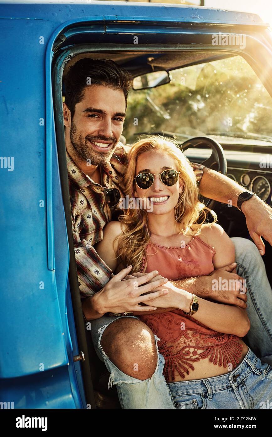 Our time together is never wasted. a young couple out on a road trip ...