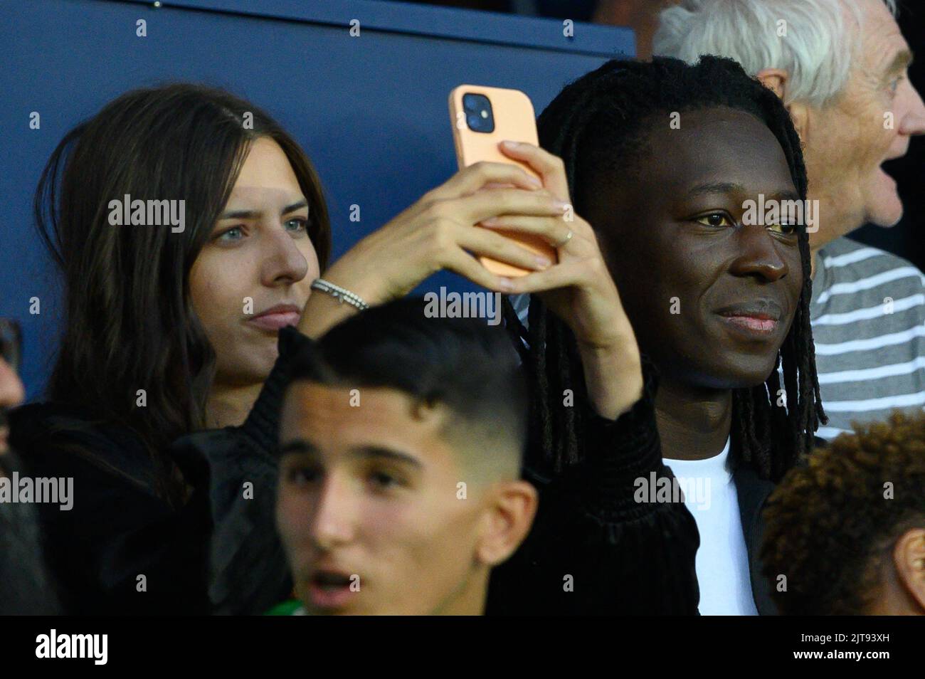 Paris, France. 28th Aug, 2022. Mory Sacko and his wife Emilie attend ...