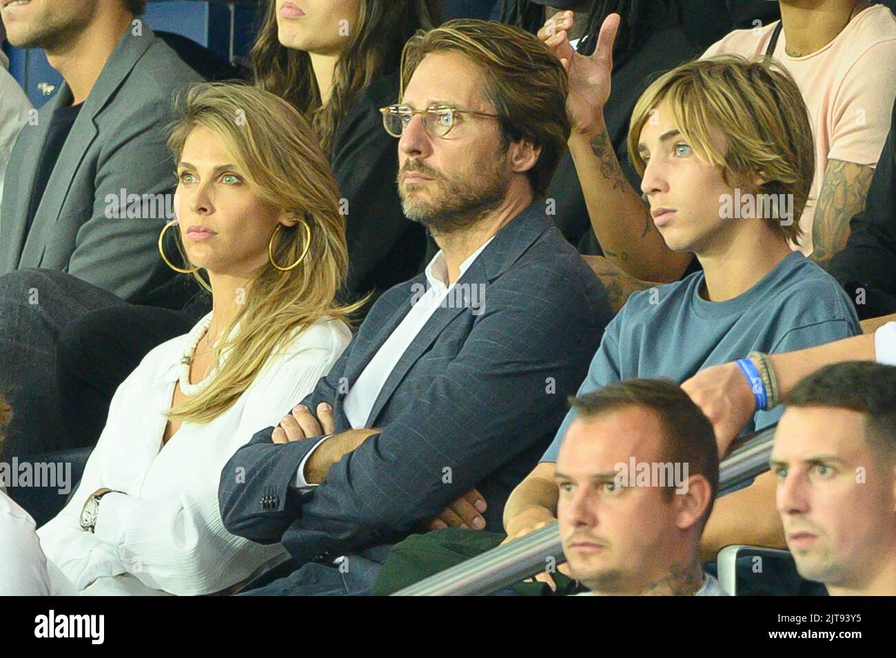 Paris, France. 28th Aug, 2022. Ophelie Meunier and her husband Mathieu ...
