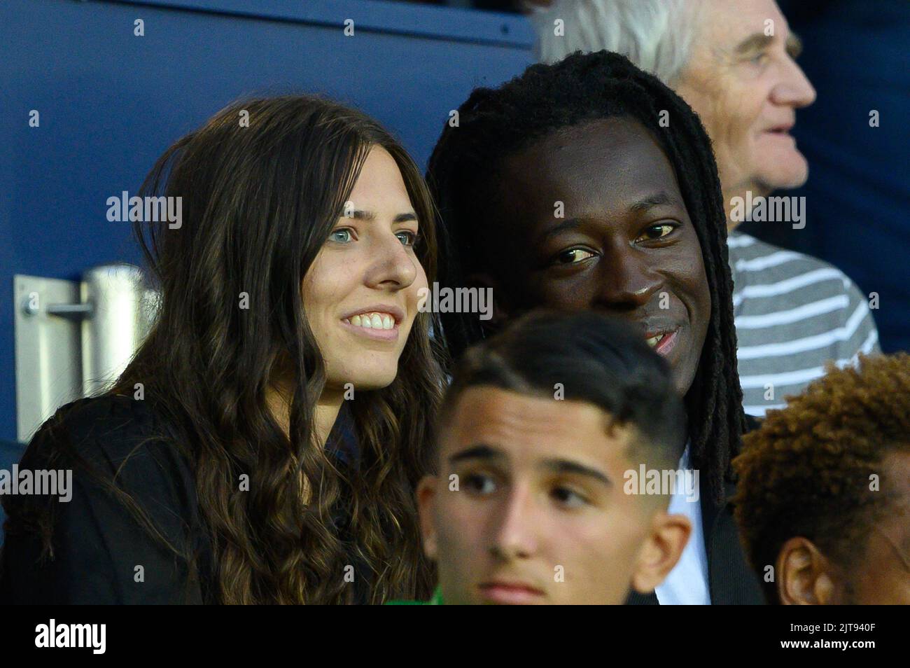 Paris, France. 28th Aug, 2022. Mory Sacko and his wife Emilie attend ...