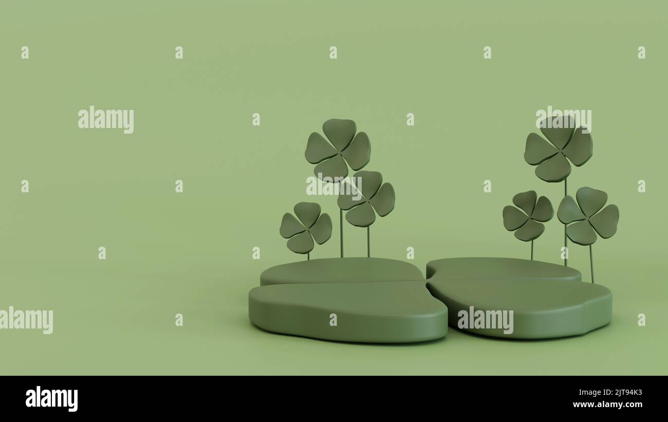 Clover leave shape stage podium, stage for product presentation, 3D rendering Stock Photo - Alamy