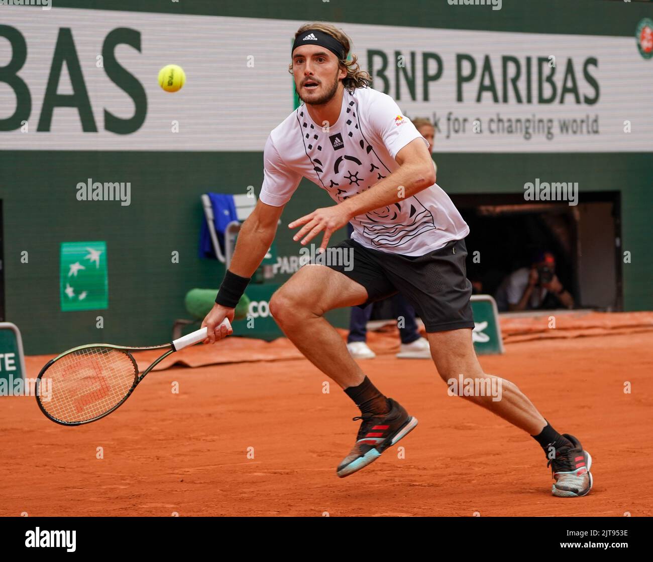 Professional tennis player Stefanos Tsitsipas of Greece in action ...