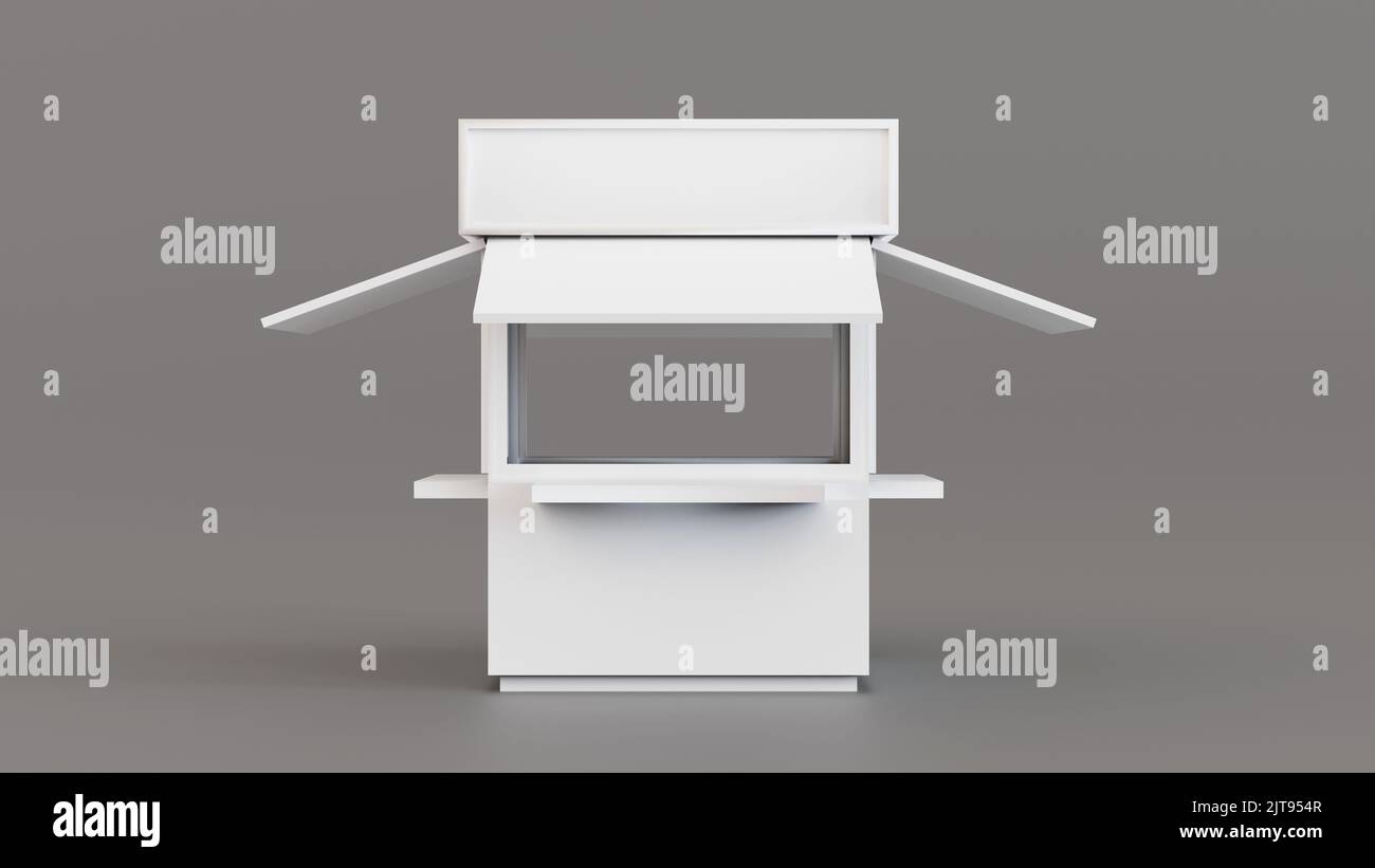 White template empty kiosk, mock up booth for product exhibition show ...