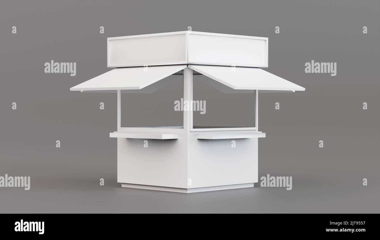 White template empty kiosk, mock up booth for product exhibition show ...