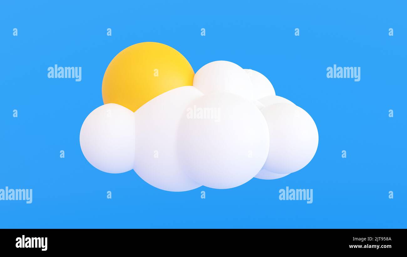 Weather forecast sign, Meteorological icon, cloud and sun, emoticon ...