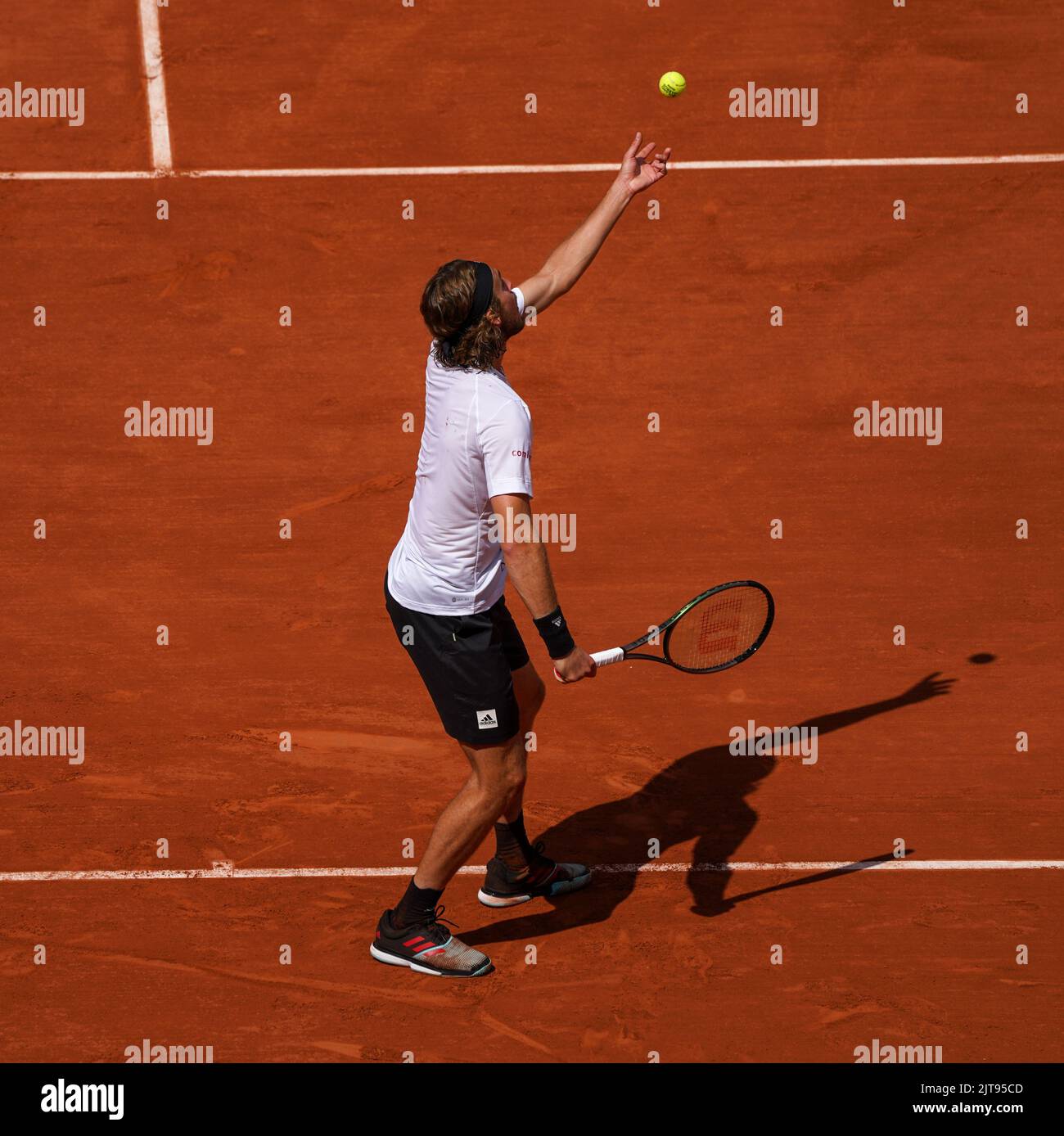 Professional tennis player Stefanos Tsitsipas of Greece in action ...