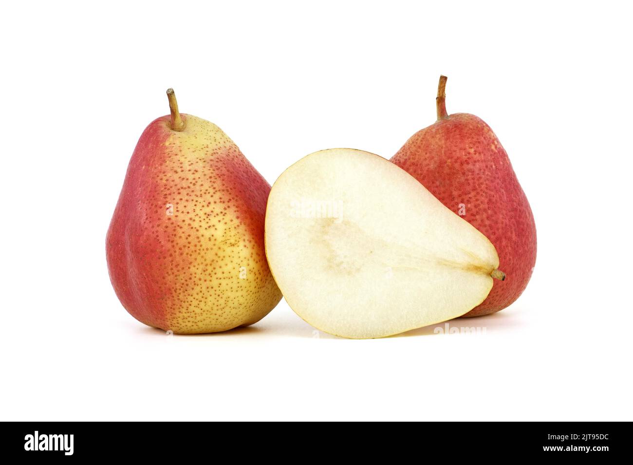 Fresh whole and half cut ripe pear isolated on white background Stock ...