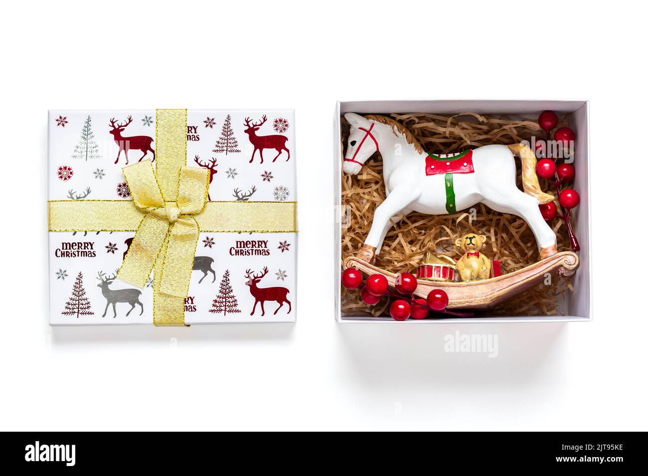 Handmade care package, seasonal gift box with candies, toys, xmas decor ...