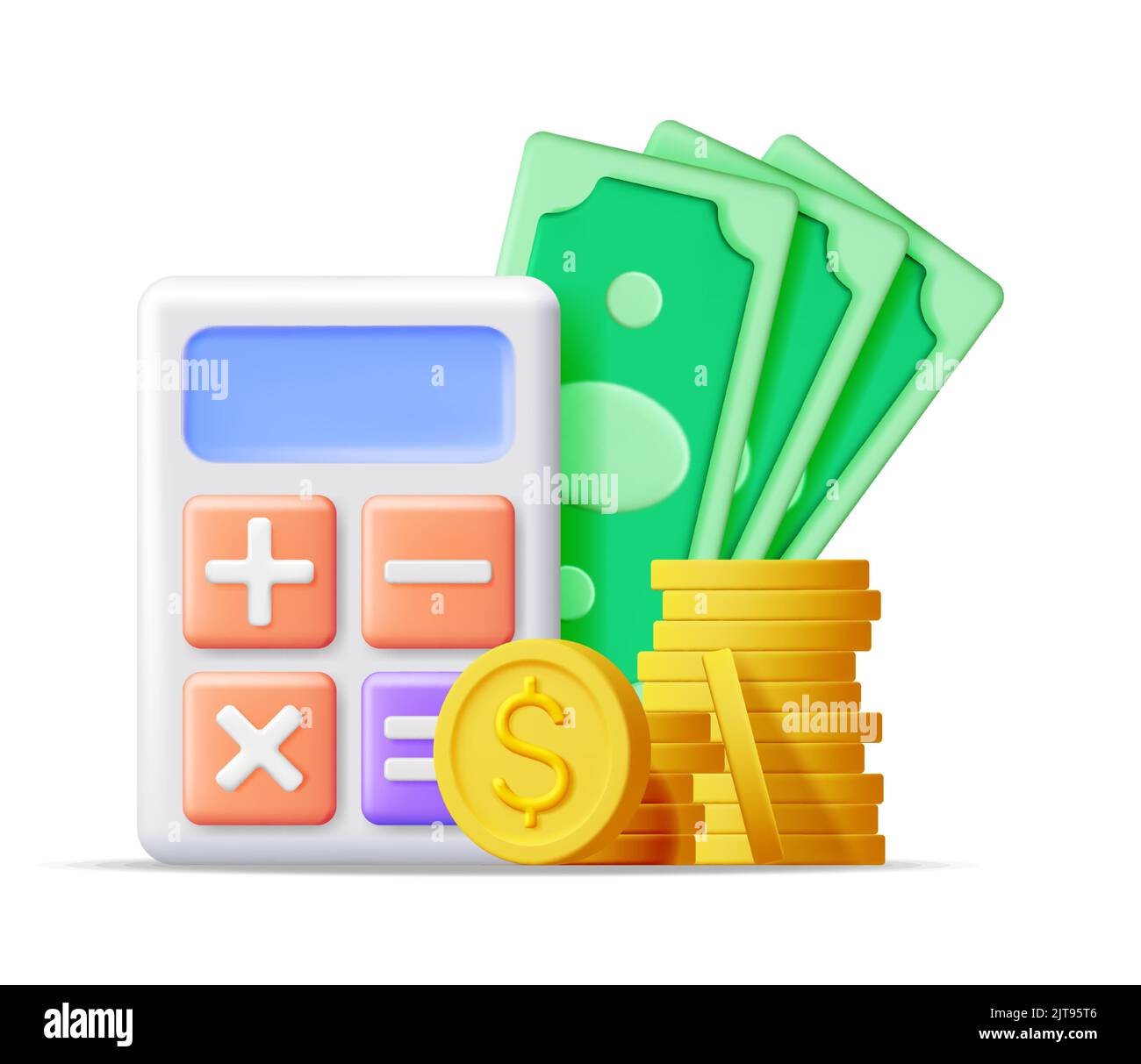 Bills coins calculator money Stock Vector Images - Alamy