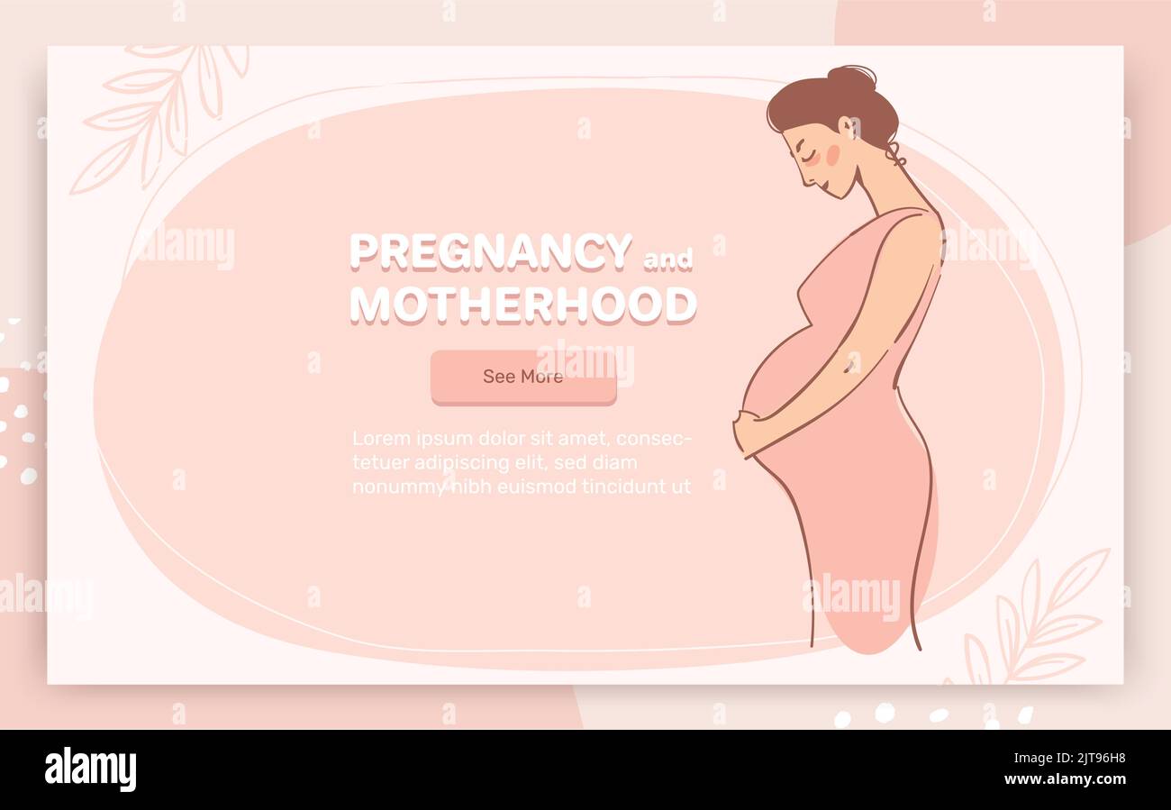 Pregnancy Banner With Place For Text Happy Pregnant Mom Obstetrics