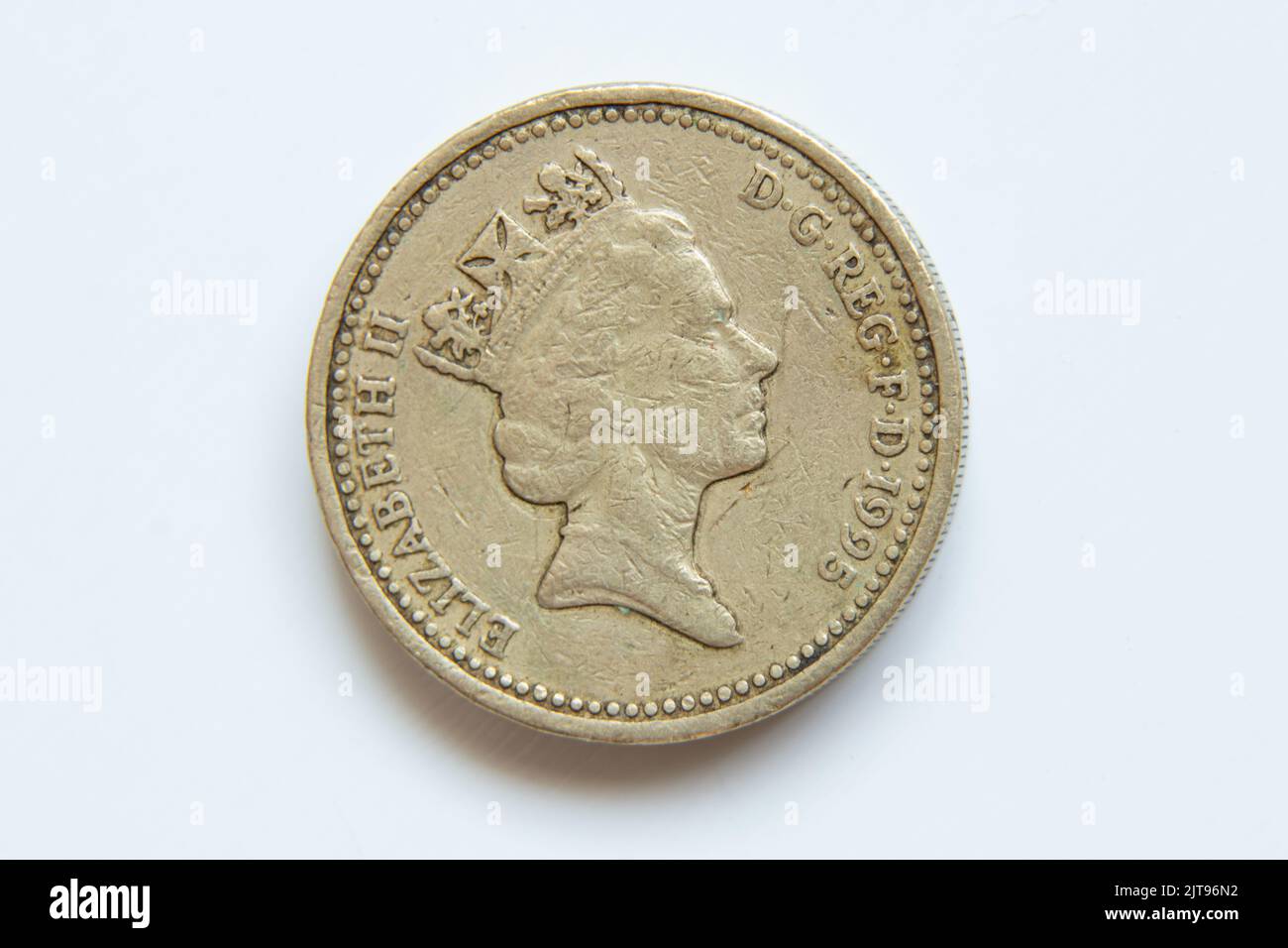 One British pound 1995, old coin on a white background, finance and economics Stock Photo - Alamy