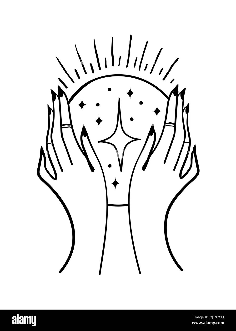 Crystal ball and hands Stock Vector Images - Alamy