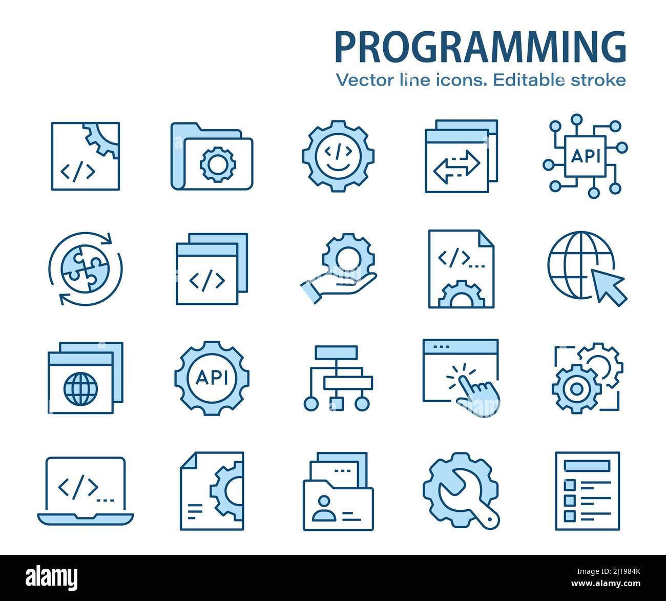 Programming Line Icons Set Of Software Coding Dev Develop And More