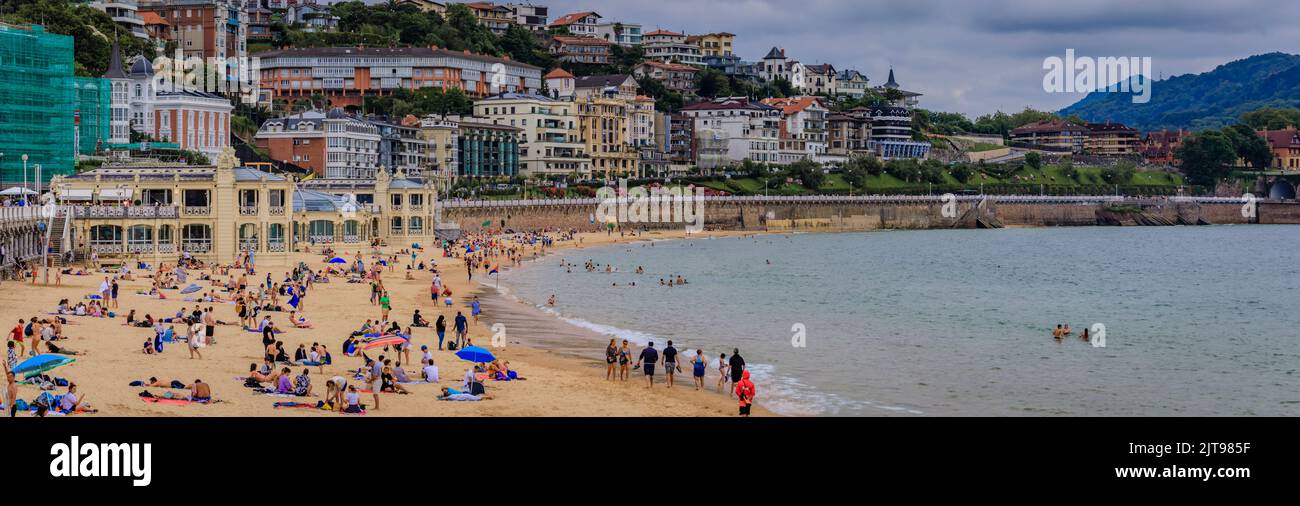 San Sebastian, Spain - June 26 2021: Panoramic view of La Concha bay ...
