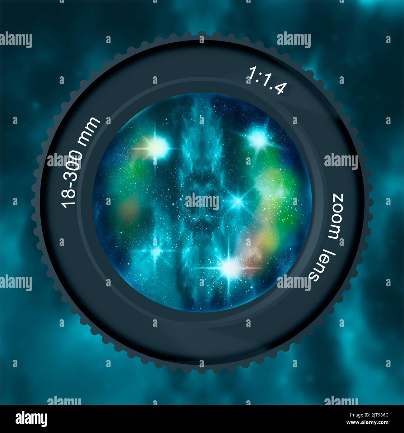 Universe filled with stars in the camera photo lens. Abstract nebula or ...