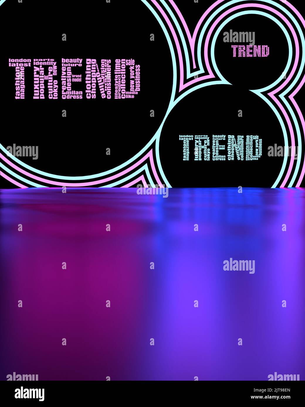 Trend word consist of relative words. Fashion tags cloud. 3D rendering ...