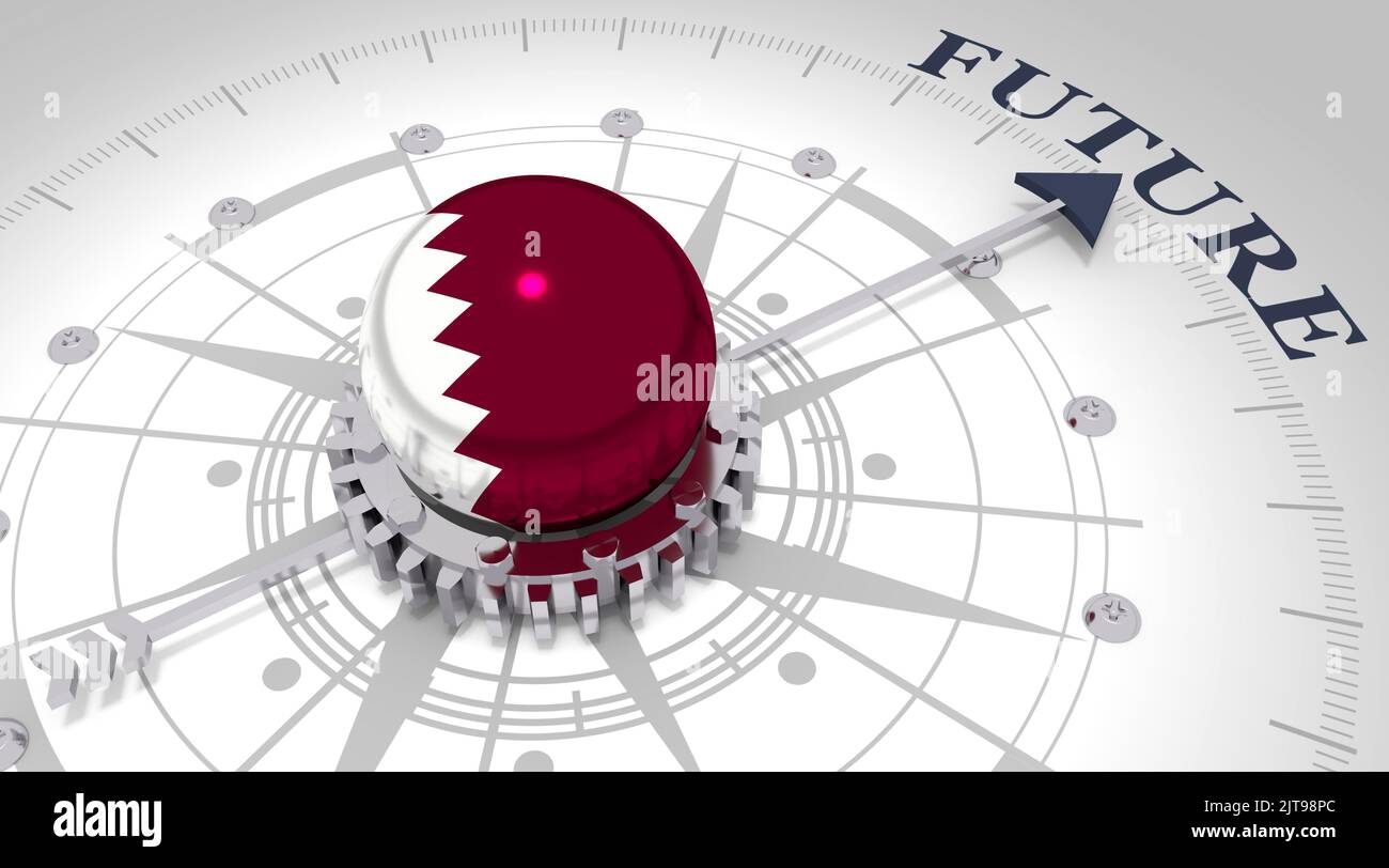 Business concept. Abstract compass points to the future word. Flag of ...