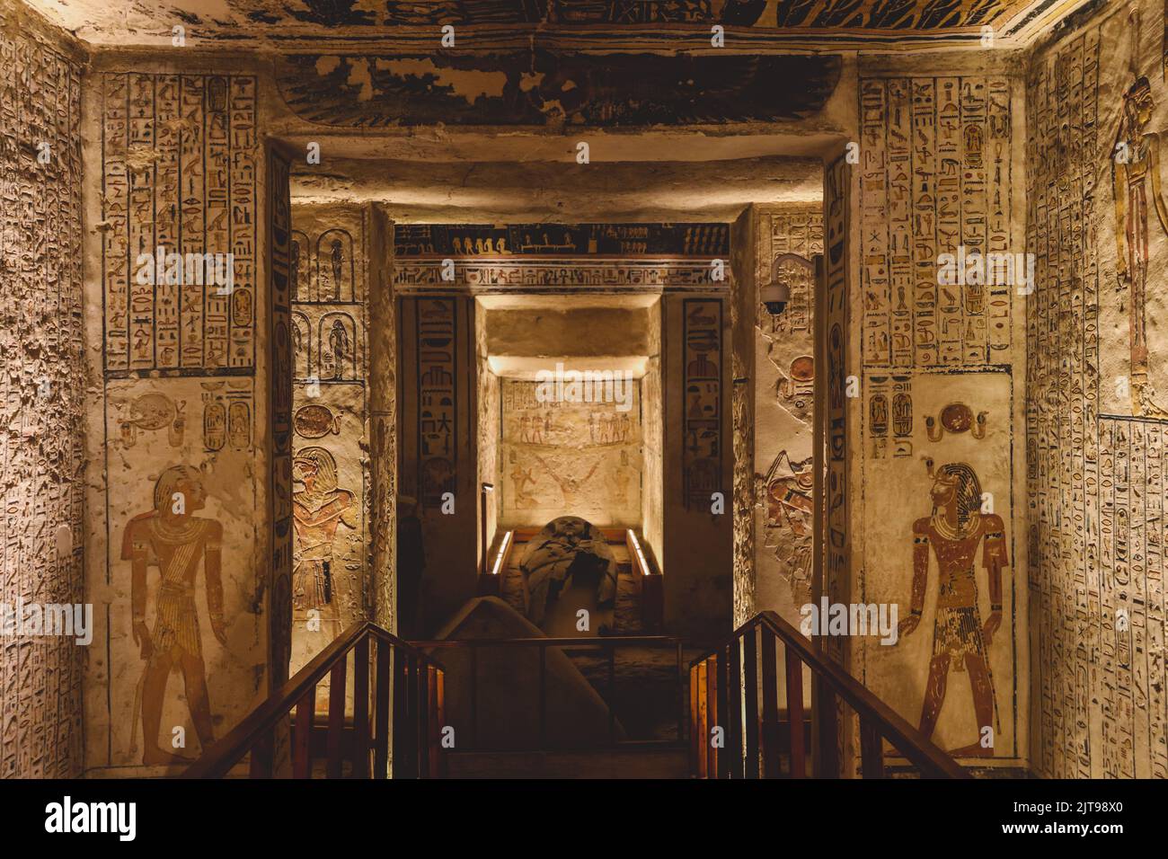 View to the White Stone Sarcophagus inside the Ancient Egyptian Tomb of ...