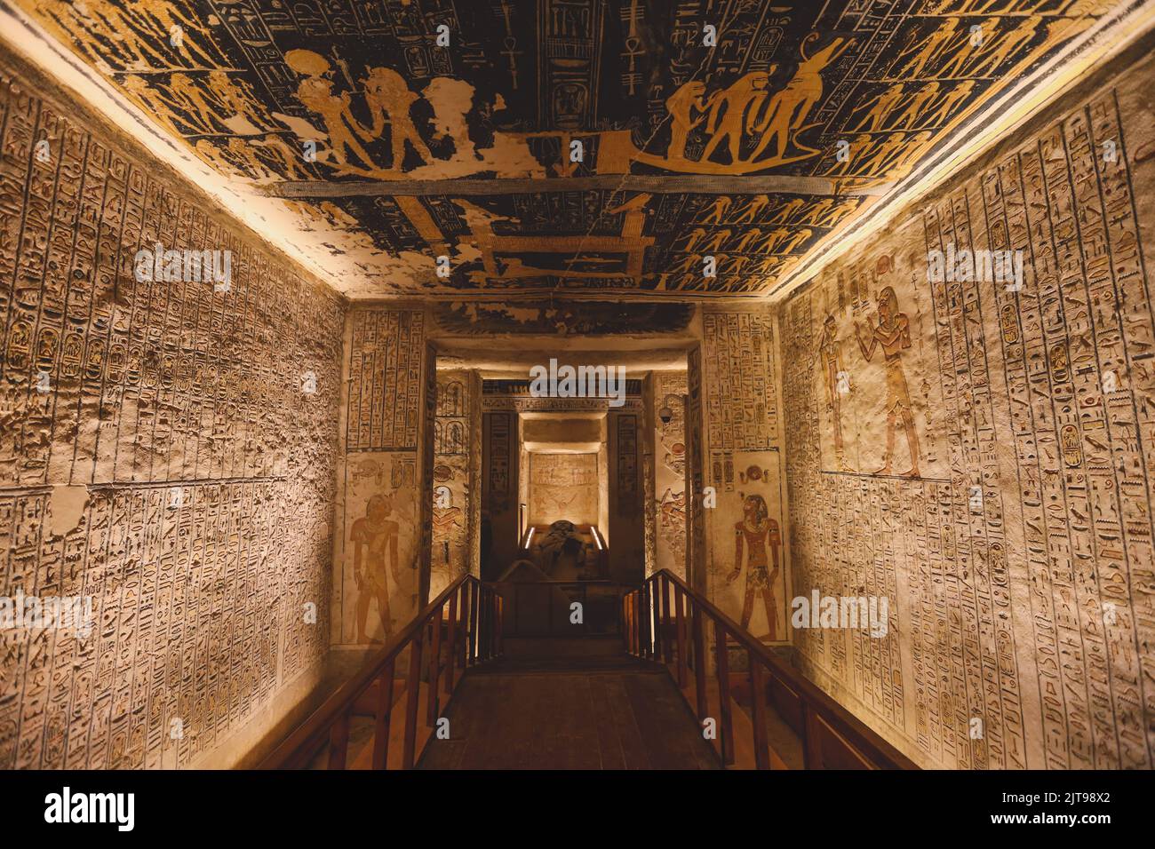 View to the White Stone Sarcophagus inside the Ancient Egyptian Tomb of ...