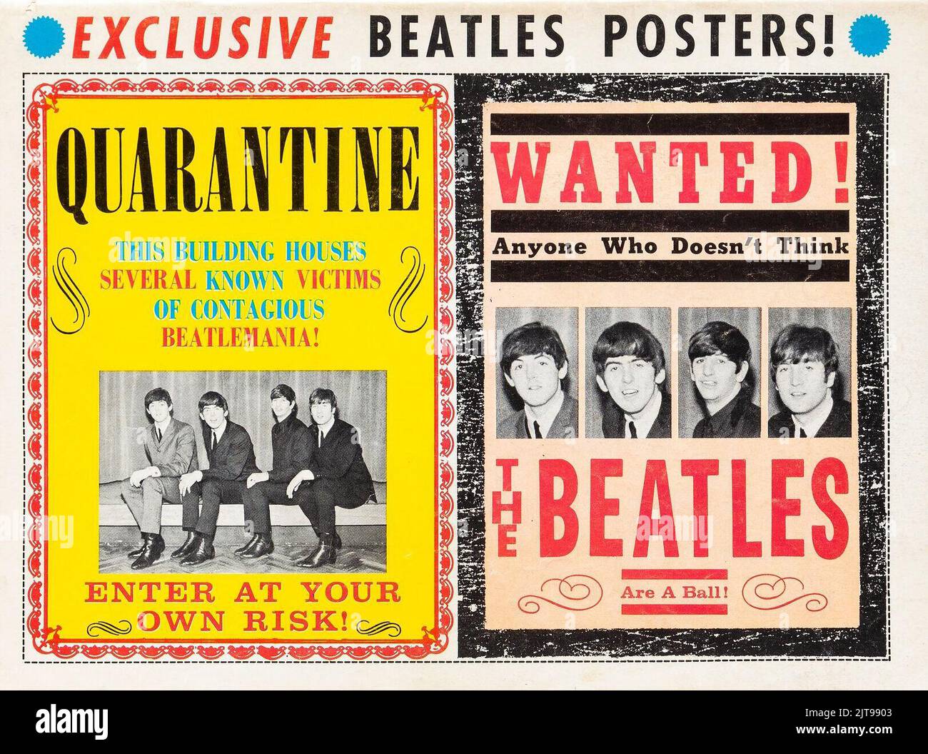 Exclusive Beatles posters! Quarantine and Wanted! Early 1960s Stock ...