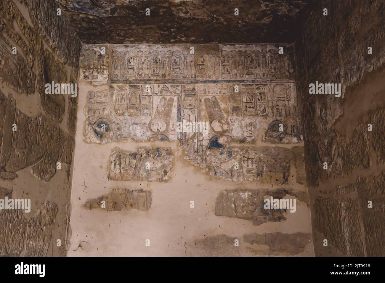 View to an Ancient Egyptian Hieroglyphic Drawing on the wall of the ...