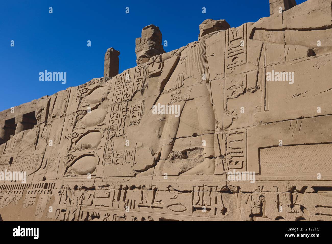 View to an Ancient Egyptian Hieroglyphic Drawing on the wall of the ...