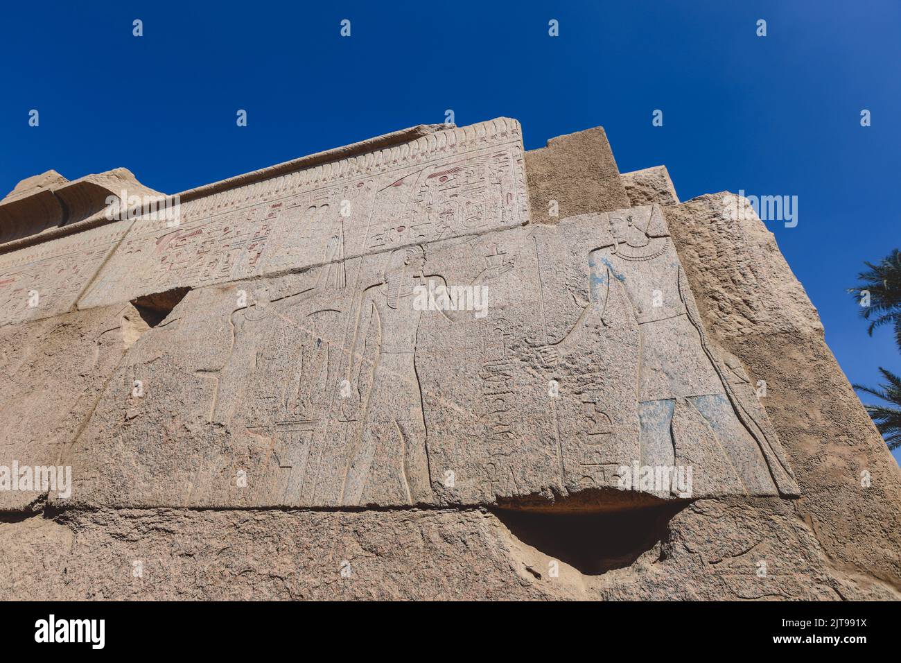 View to an Ancient Egyptian Hieroglyphic Drawing on the wall of the ...