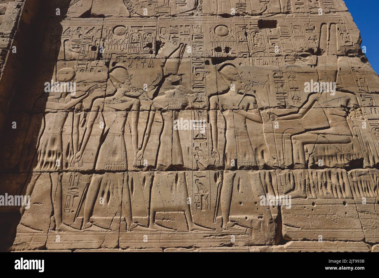 View to an Ancient Egyptian Hieroglyphic Drawing on the wall of the ...