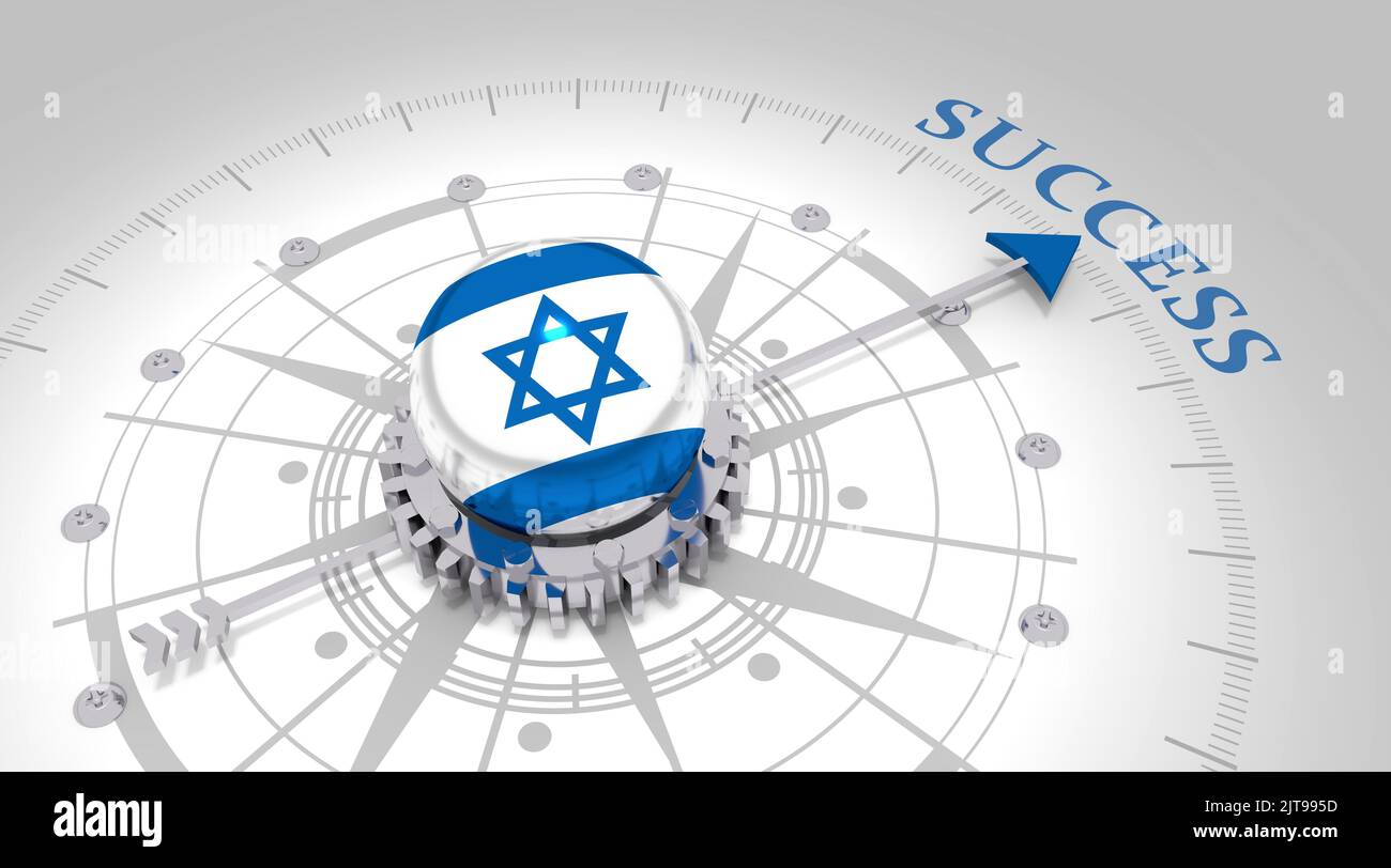 Business concept. Abstract compass points to the success word. Flag of ...