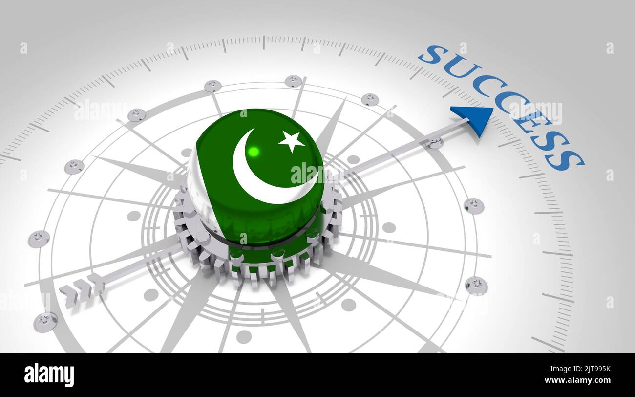 Business concept. Abstract compass points to the success word. Flag of ...