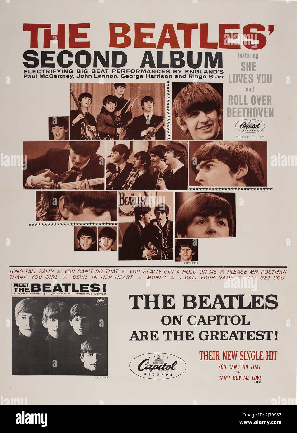 The Beatles second album poster - promotion poster 1964 Stock Photo - Alamy