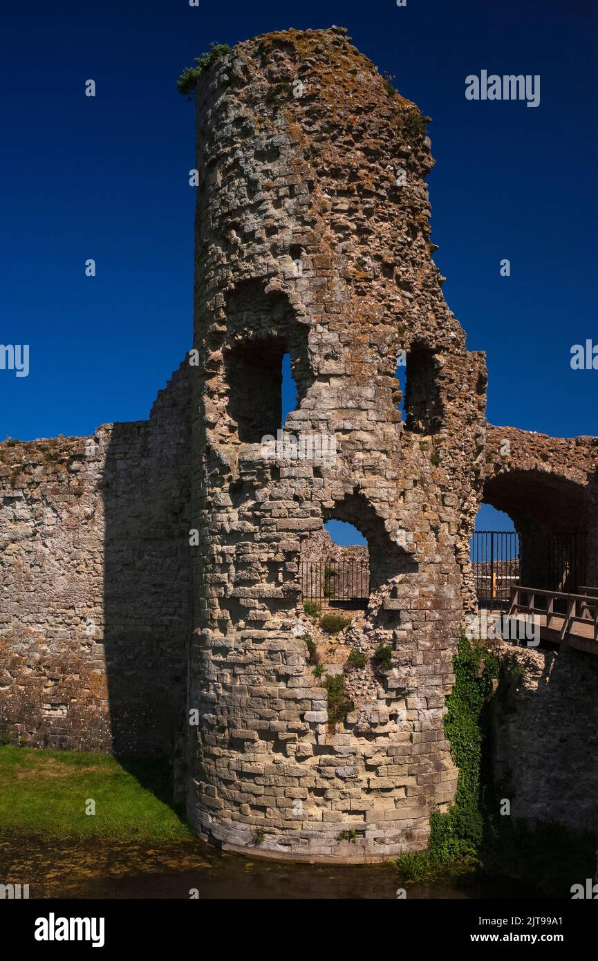 Cloudless dark blue sky seen through gaping holes in 13th century ...