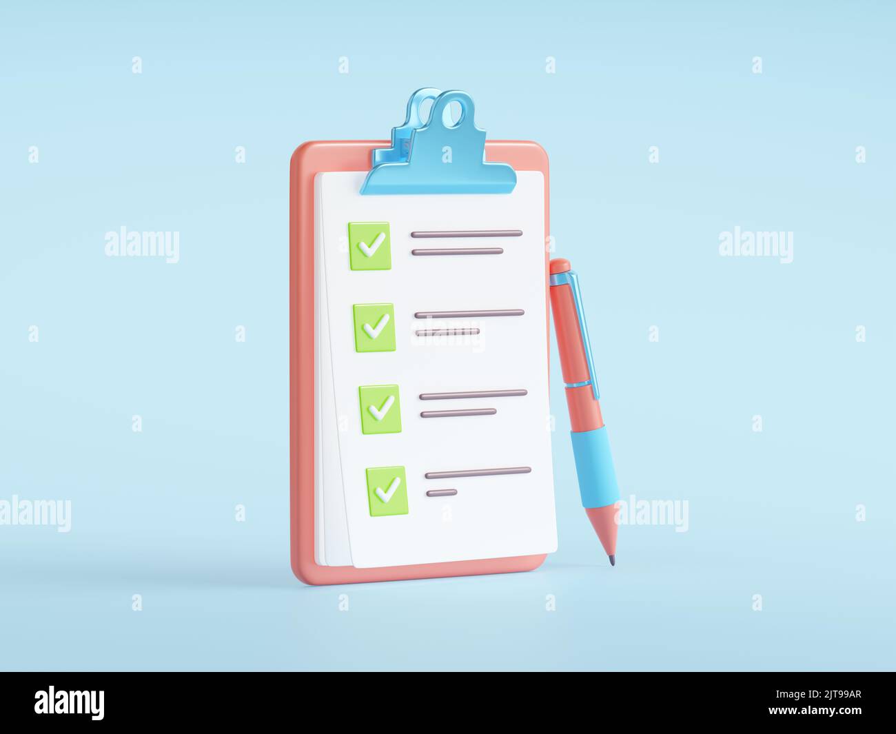 Checklist Icon Clipboard With Paper Notes With Tick Marks And Pen Office Document Survey