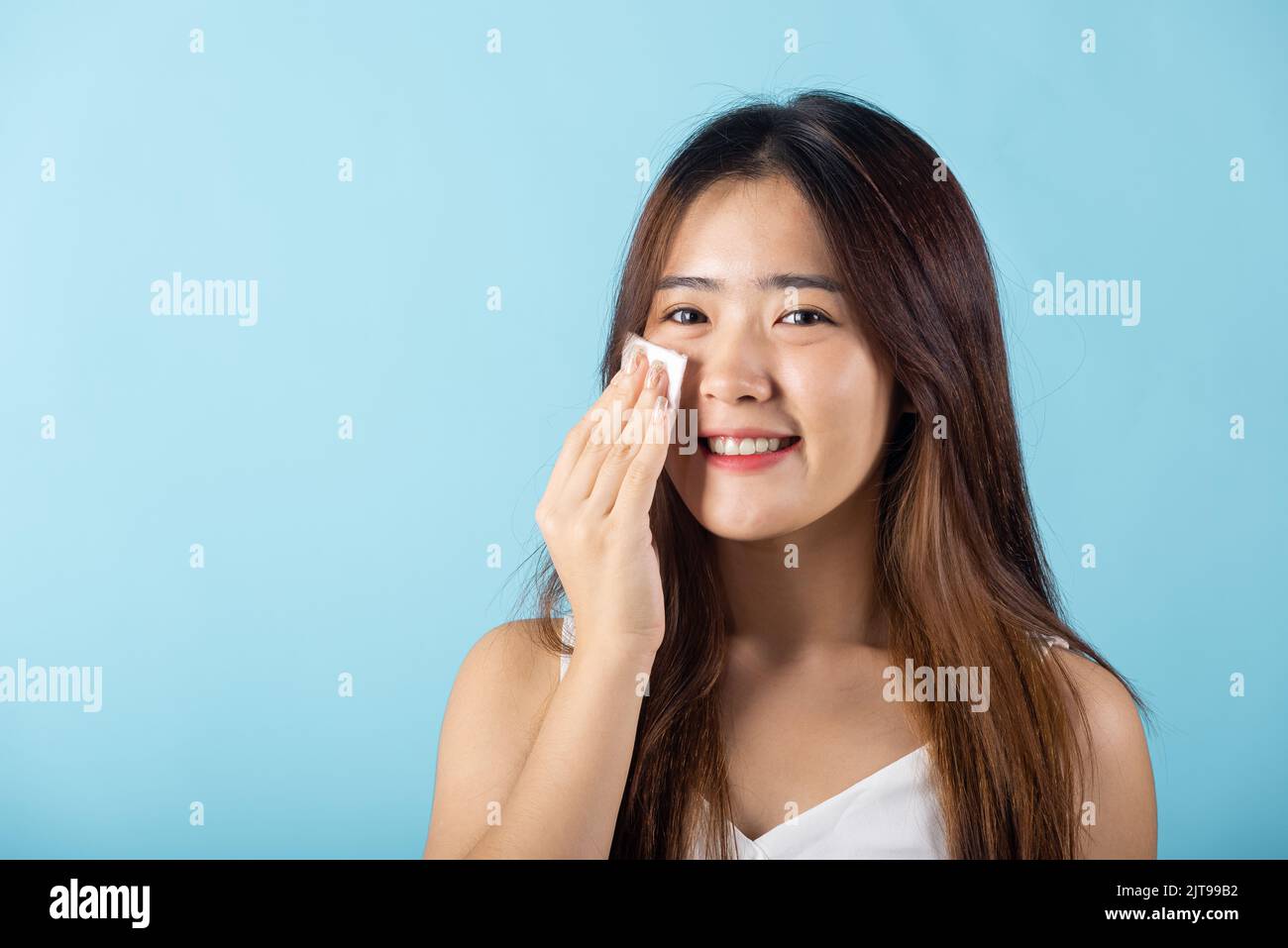 Facial Beauty Treatment Hygiene skin. Asian beautiful young woman ...