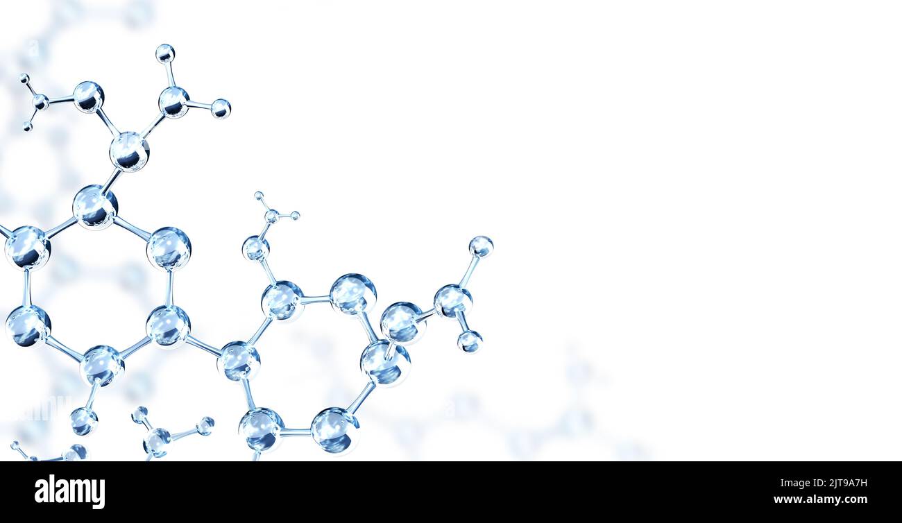 Horizontal banner with model of abstract molecular structure ...