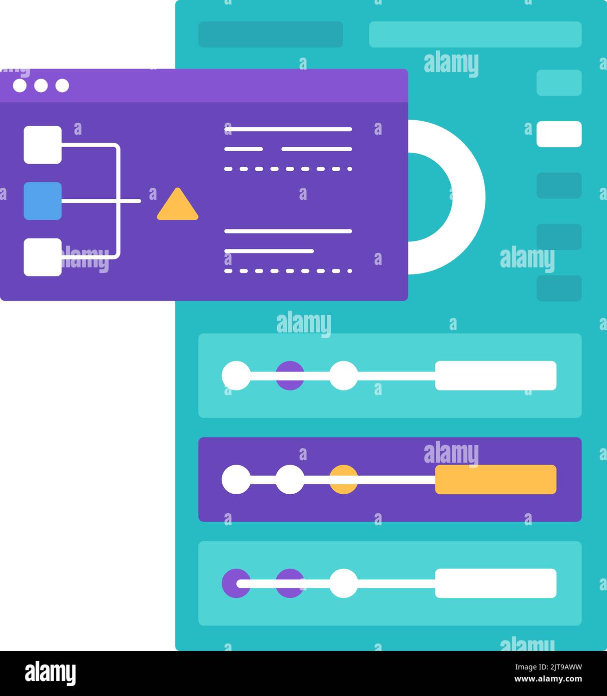 Data engineering vector. Digital analysis flat icon. Business ...
