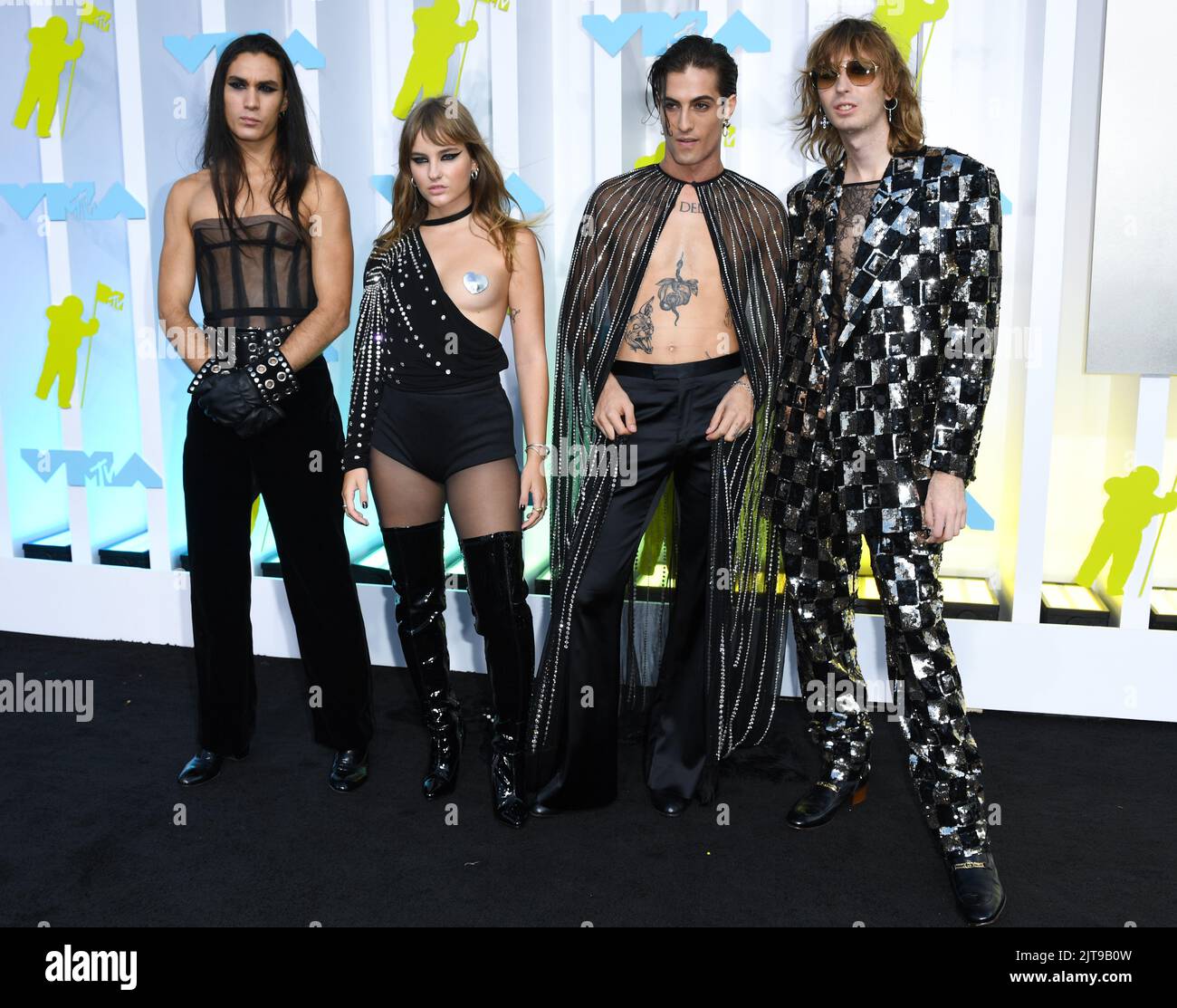 New Jersey, USA. 28th Aug, 2022. August 28th, 2022. Newark, USA. Maneskin, (left to right) Ethan ...