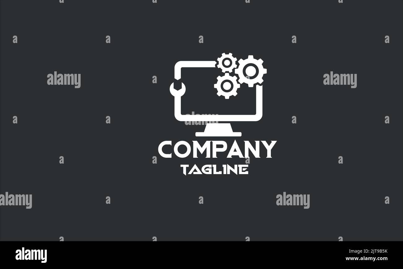 minimal digital computer service logo template Stock Vector Image & Art ...
