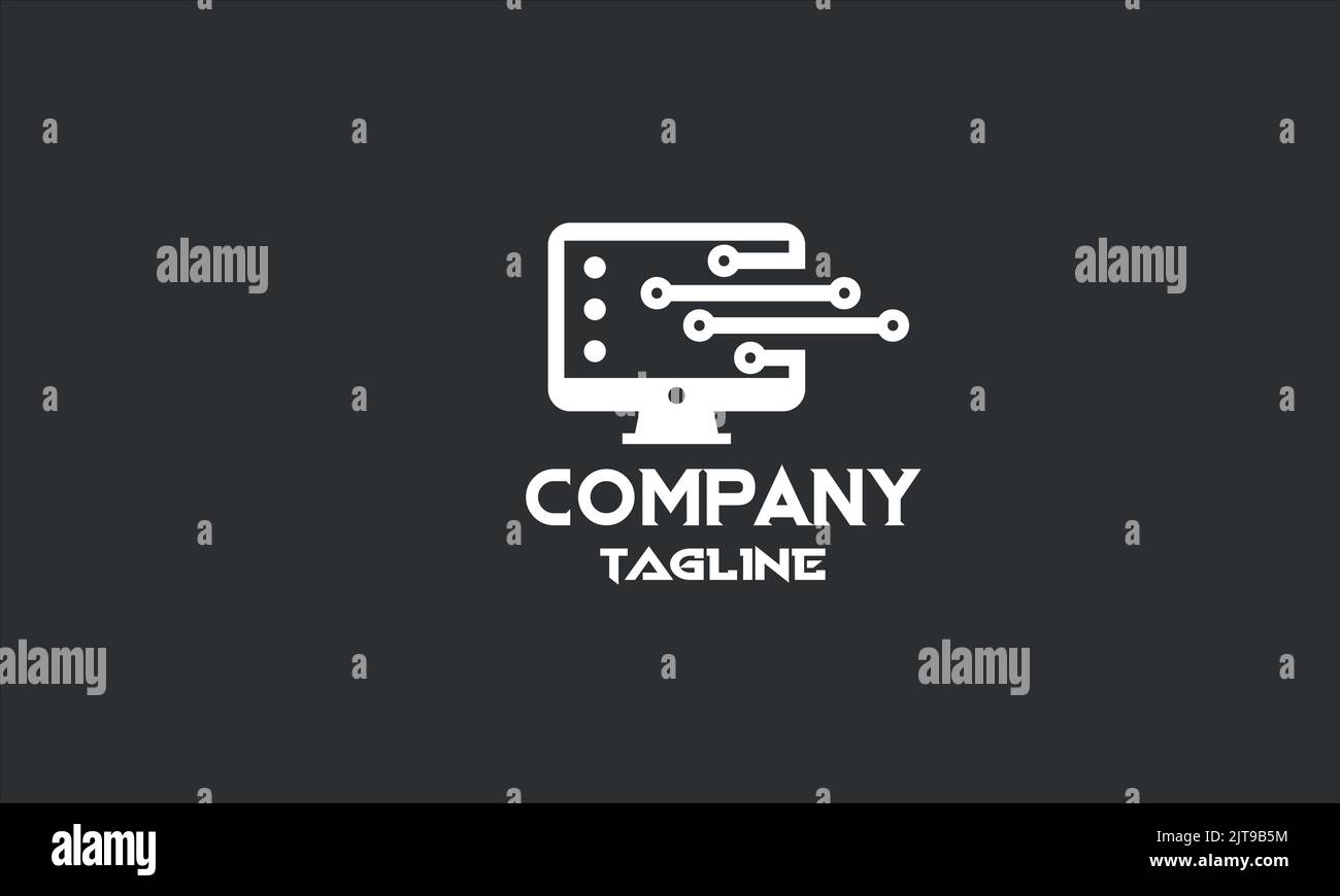 minimal digital computer service logo template Stock Vector Image & Art ...