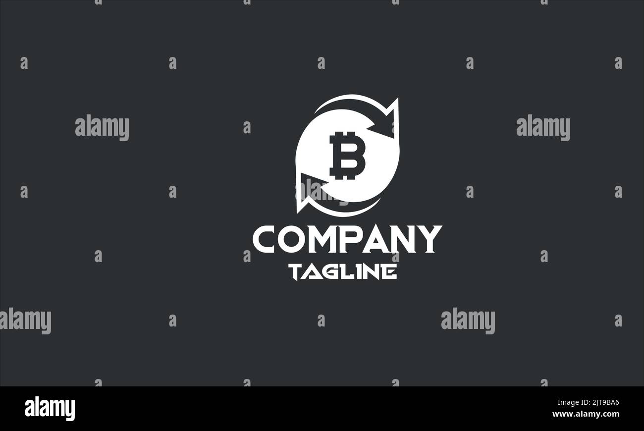 minimal digital bitcoin trade logo template Stock Vector Image & Art ...
