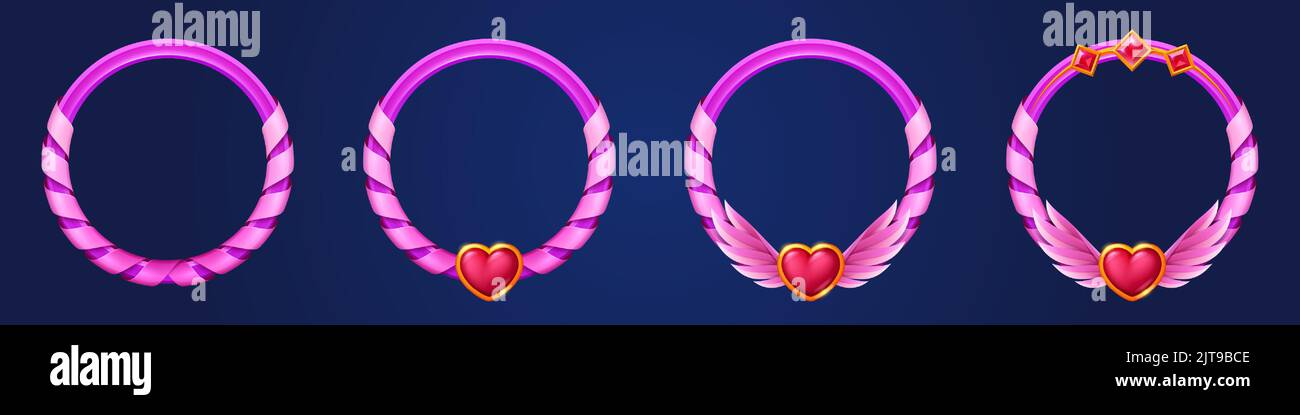 Romantic pink ranking frames for game avatars. Ui elements, empty ...