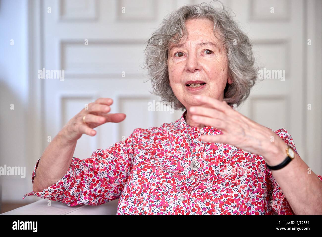 Hamburg, Germany. 24th Aug, 2022. Ulla Hahn, writer, gives an interview ...