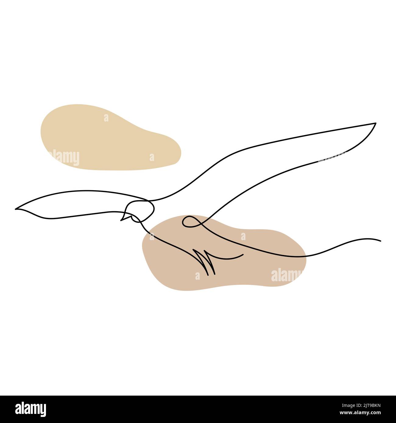 Flying seagull line art. Contour drawing. Minimalism art Stock Vector ...