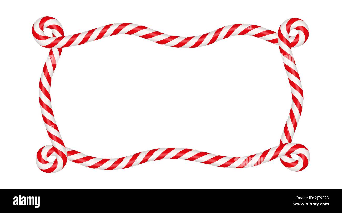 Christmas candy cane rectangle frame with red and white stripe. Xmas ...