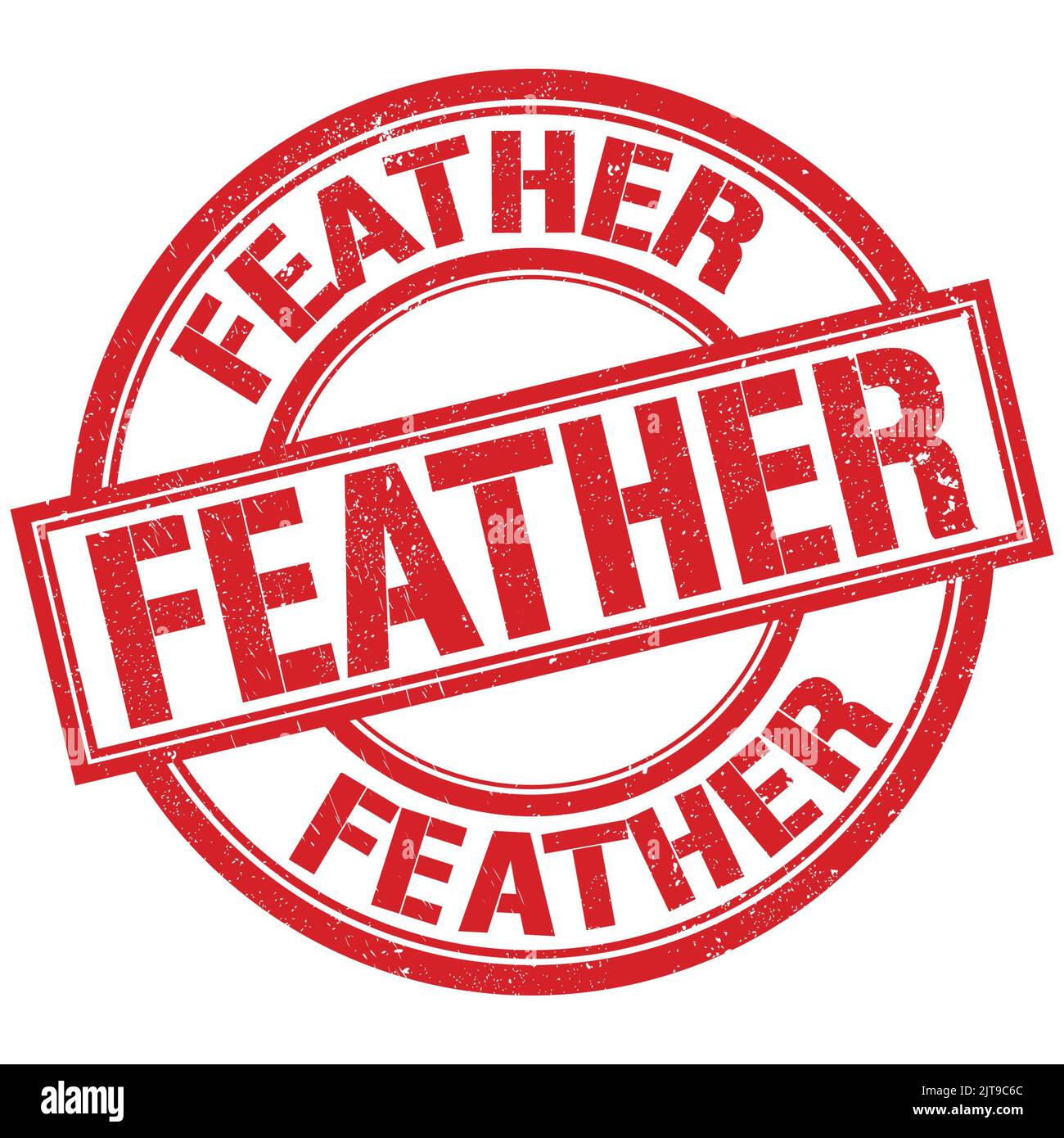 FEATHER text written word on red round stamp sign Stock Photo - Alamy