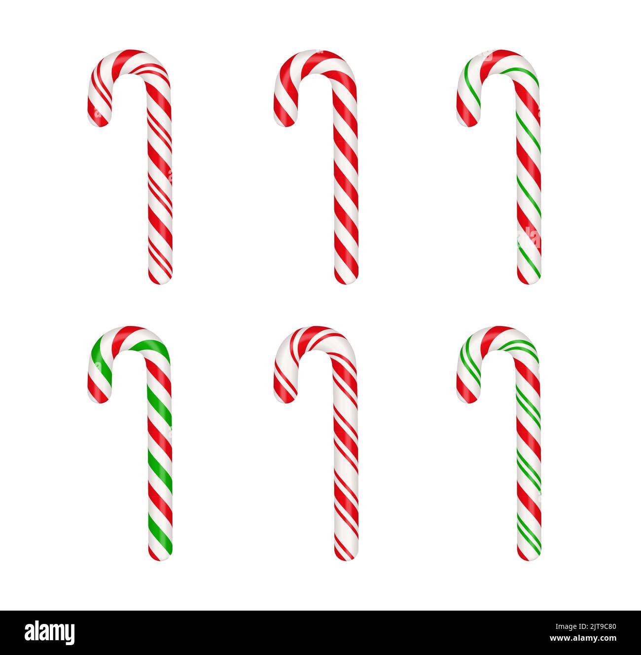 Christmas candy canes set. Christmas stick. Traditional xmas candy with ...